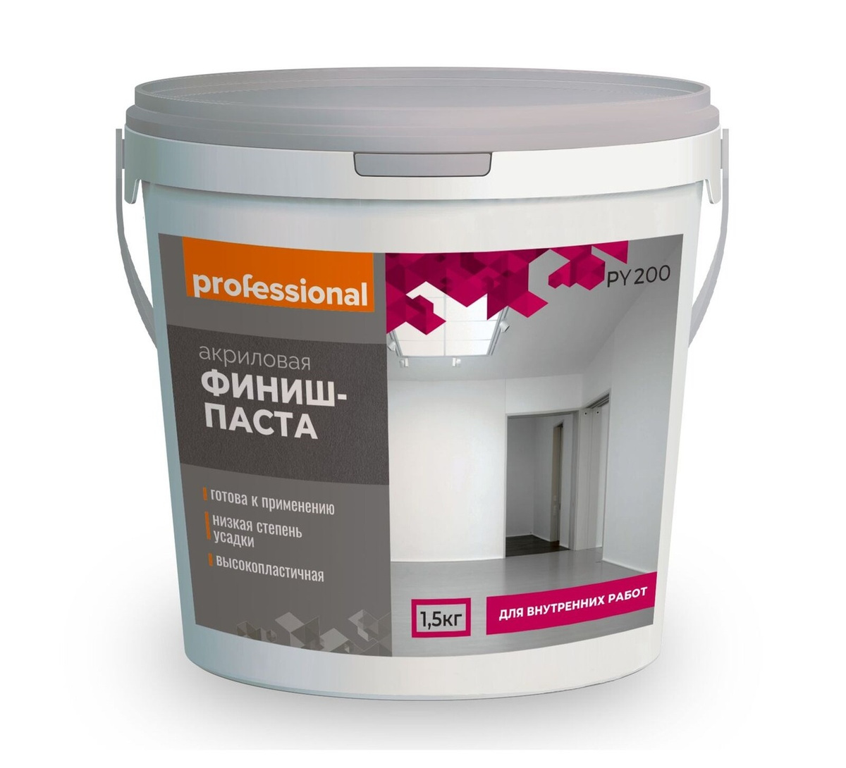 Шпатлевка акриловая Финиш-паста PROFESSIONAL 1,5кг для внутренних работ ...