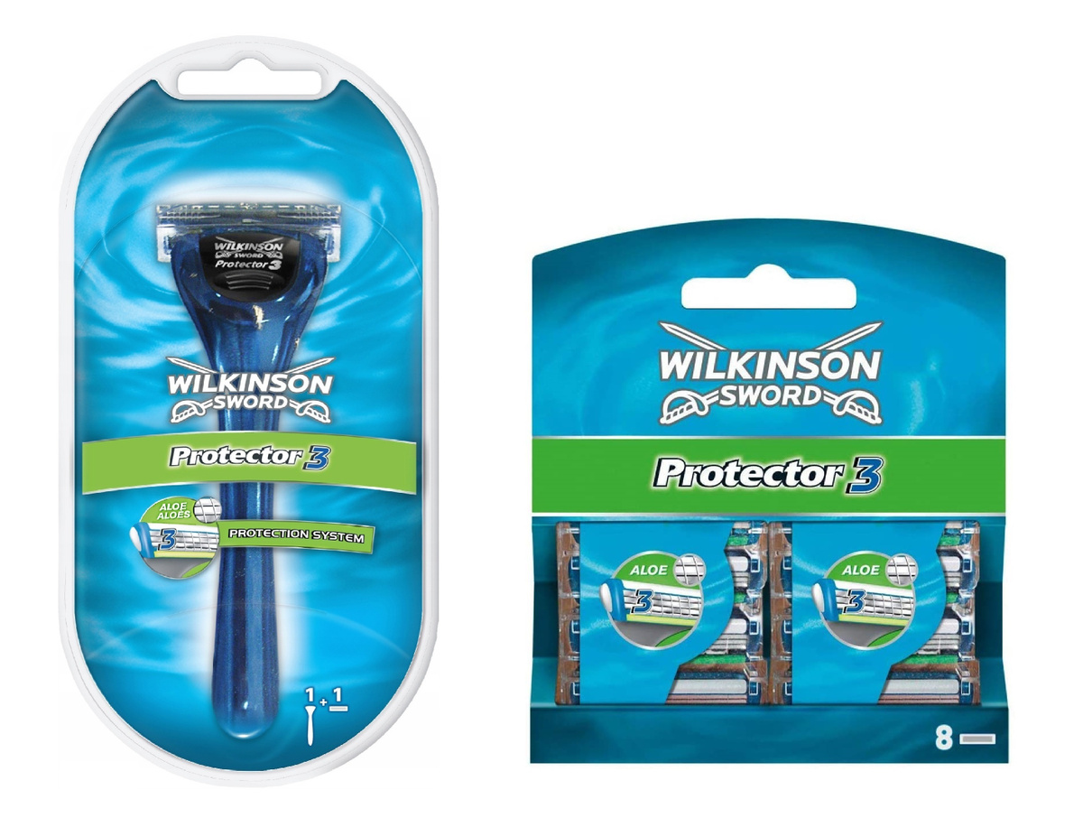 Wilkinson Sword / Schick / Protector 3 / Бритвенный станок с 9 сменными кассетами — купить в ...
