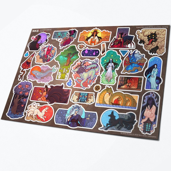 Набор наклеек А4 Pack Asian Myths, виниловые стикеры, No Kids Stickers ...