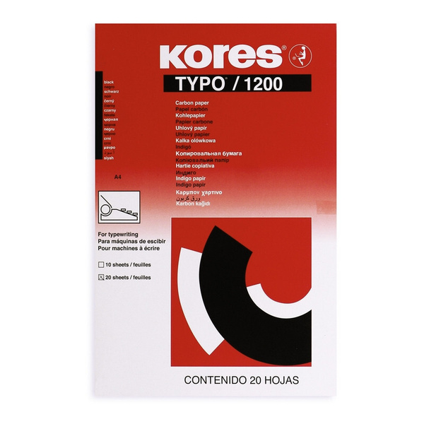 Копировальная бумага Kores 1200, бумага А4, черная, 20л - купить с ...
