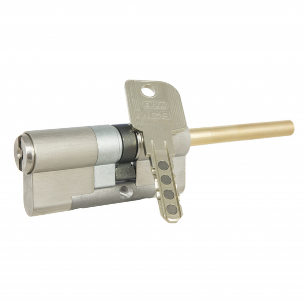 Цилиндровый механизм EVVA MCS ключ/шток 92 мм. (61+31) матовый никель (личинка замка, сердцевина ...