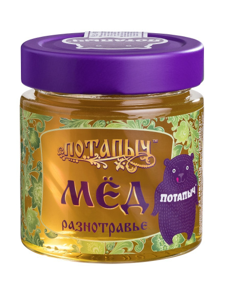 Мёд натуральный Потапыч "Разнотравье" ст/бан 250 гр. - купить с ...