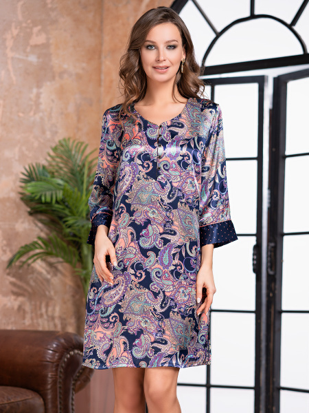 Туника домашняя Женский Mia-Amore полуприлегающий, размер 46, 48 Натуральный шелк Три четверти ...