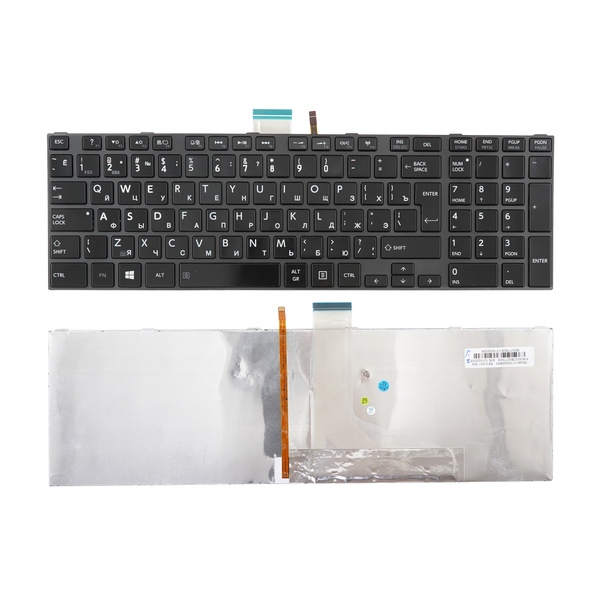 Клавиатура для ноутбука Toshiba L850 черная с серой рамкой, с ...