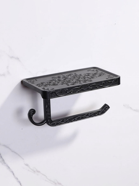 Держатель для туалетной бумаги с полочкой для телефона "Luxury Black ...