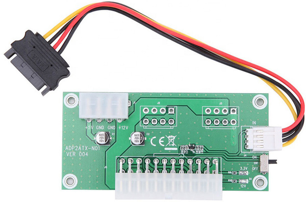 Синхронизатор блоков питания GSMIN DP65 ATX 24-Pin 2xPSU (Зеленый ...