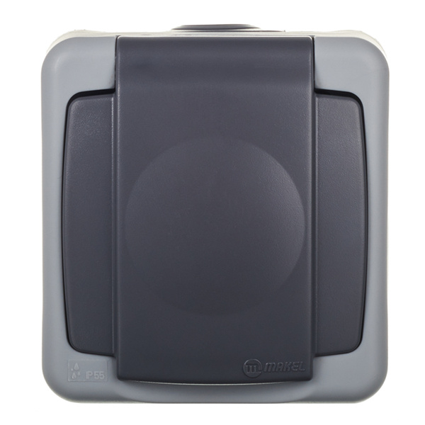 Розетка Makel 36064029 открытая установка серая с заземлением IP55 с крышкой - купить по низкой ...