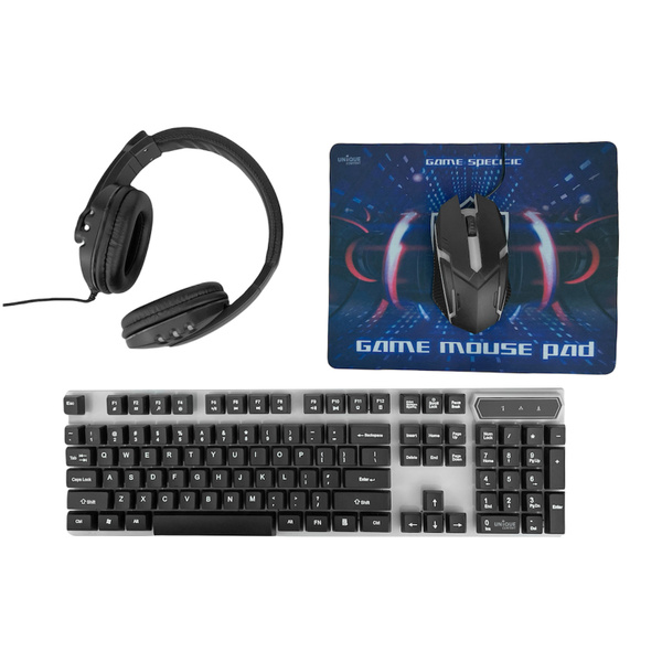 Игровой набор 4в1 профессиональная клавиатура + мышь, коврик, наушники ...