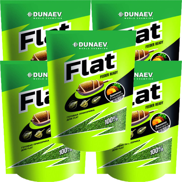 Прикормка натуральная рыболовная Dunaev FLAT Feeder Ready Ананас (5 упаковок, 5 кг ...