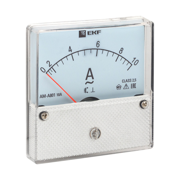 Амперметр AMA-801 аналоговый на панель (80х80) круглый вырез 10А прямое подключение EKF - 1 шт ...