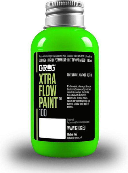 Заправка для маркеров и сквизеров Grog Xtra Flow Paint неон-зеленые ...