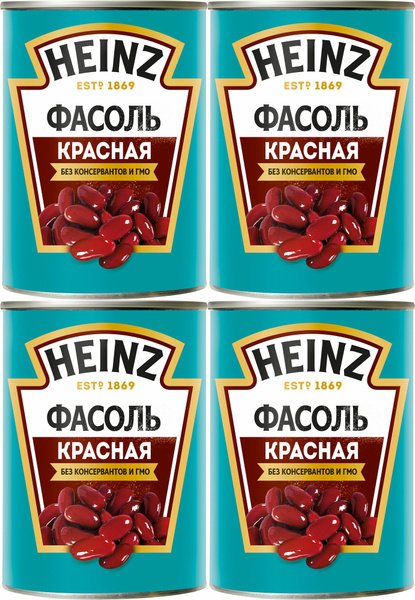 Фасоль Heinz красная стерилизованная, комплект: 4 упаковки по 400 г ...
