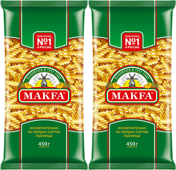 Макаронные изделия Makfa Спирали, комплект: 2 упаковки по 450 г - купить с доставкой по выгодным ...