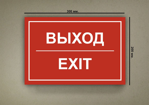 Информационная табличка на дверь навигация ВЫХОД, 30 см, 20 см - купить ...