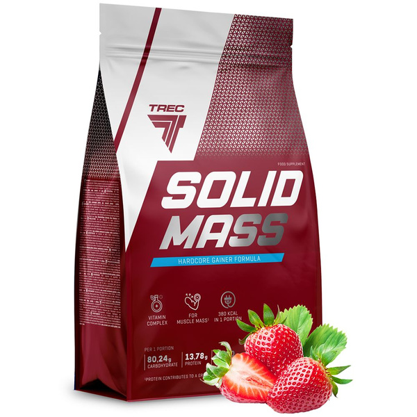 Гейнер Solid Mass клубника Trec Nutrition, белки и углеводы, для ...
