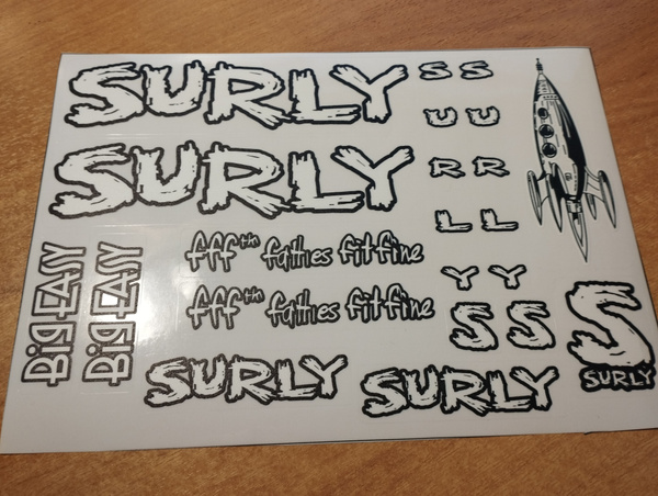 Surly big easy наклейки для велосипеда на раму белые на прозрачной ...