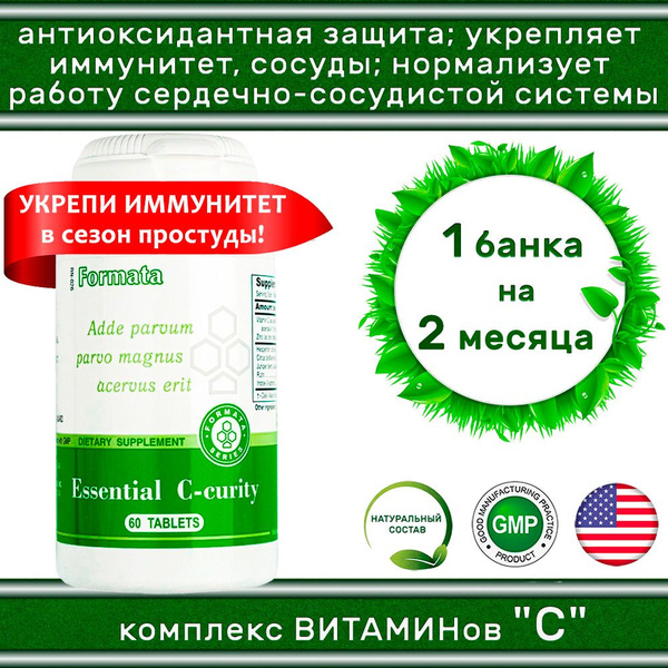 Essential C-curity, Santegra / Витамин C и антиоксиданты, 300 мг, 60 капсул / Натуральный ...