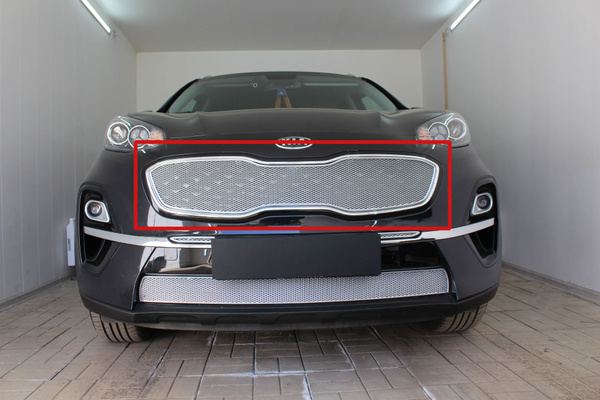 Защитная сетка радиатора верх хром Kia Sportage (2018-2022) рестайлинг ...