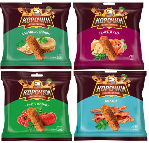 Сухарики Три Корочки Ассорти 100 гр 10шт - купить с доставкой по ...