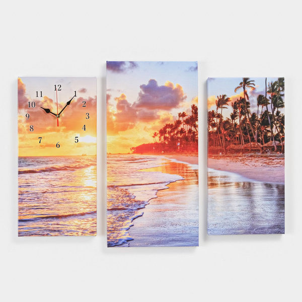 Часы настенные модульные Пальмы на закате 60 80 см купить по низкой цене в интернет