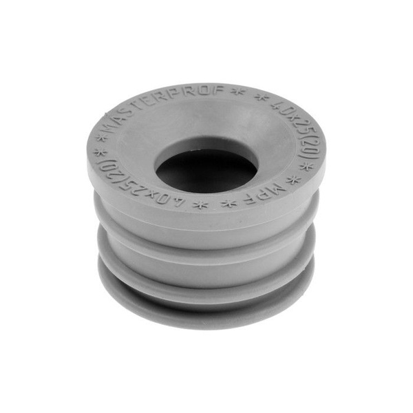 Манжета переходная MasterProf, d 40 х 25 мм, для канализационных труб, ТЭП, серая - купить с ...