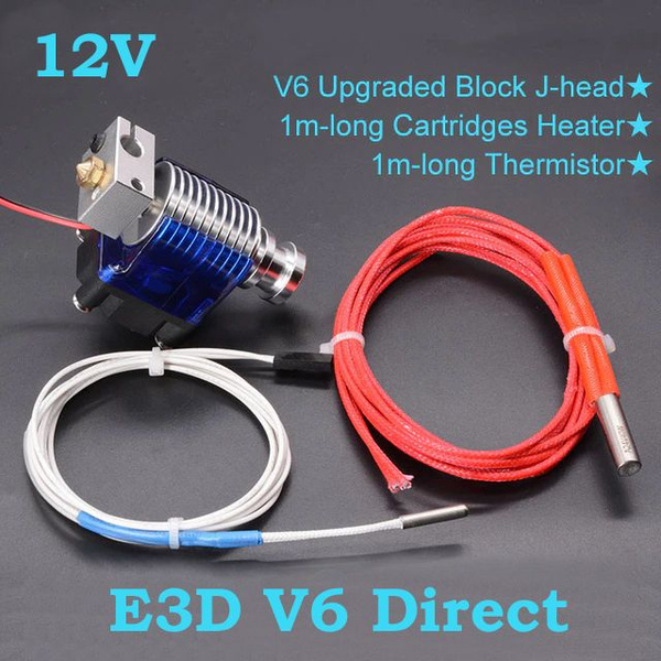Хотенд E3D V6, Термистор 104GT, Direct, Нагреватель 12В 40ват, 1.75мм ...