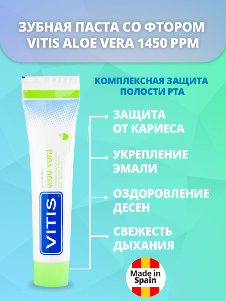 Зубная паста со фтором Vitis Aloe Vera 1450 ppm - купить с доставкой по ...