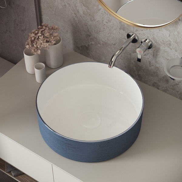 Накладная раковина для ванной Helmken 10063600: раковина на столешницу, умывальник круглый из ...