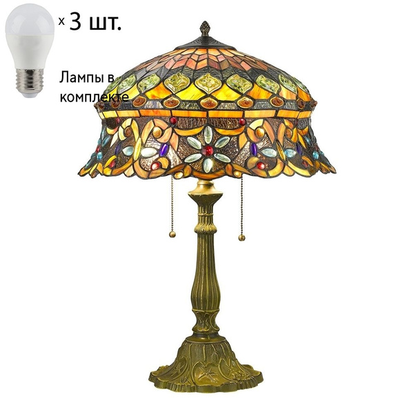 Настольная лампа тиффани с лампочками Velante 884-804-03Lamps E27 P45 ...