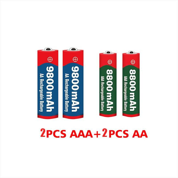 Новый 1.5V AA 9800 мАч + 1.5V AAA 8800 мАч щелочной 1.5V заряжаемый аккумулятор для часов ...