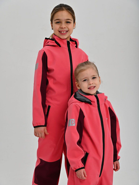 Комбинезон утепленный Мальчики, Девочки Damodara, размер 140 коралловый Демисезон Повседневный ...