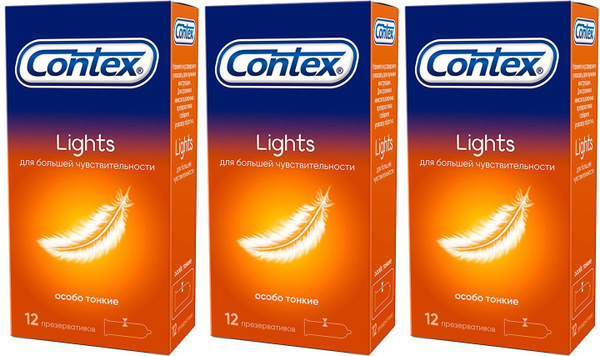 Презервативы Contex Lights особо тонкие, комплект: 3 упаковки по 12 шт - купить с доставкой по ...
