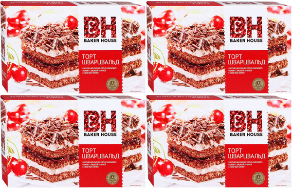 Торт Baker House Шварцвальд, комплект: 4 упаковки по 350 г - купить с ...