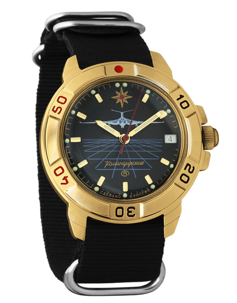 Часы наручные мужские механические Восток Командирские 439499, нейлон, черный - купить с ...
