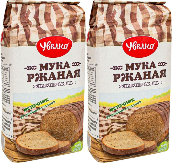 Мука Увелка Ржаная 1,9 кг, комплект: 2 упаковки по 1.9 кг купить на ...