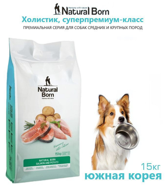 NATURAL BORN Salmon & Potato сухой корм для собак крупных и средних ...