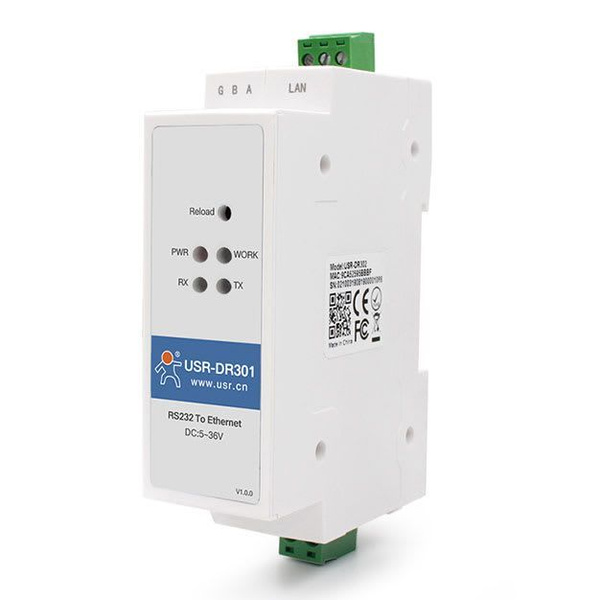 Преобразователь USR IoT USR-DR301 RS232/Ethernet на DIN-рейку - купить ...
