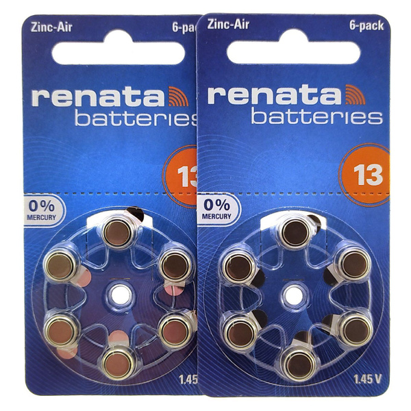 Батарейки (12шт) для слуховых аппаратов RENATA ZA13 (PR48) 1.45В - купить с доставкой по ...