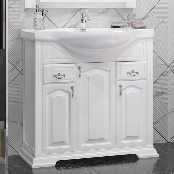 Тумба с раковиной Opadiris Риспекто напольная, 88, 2 см, ретро, из МДФ, из фарфора, классика с ...