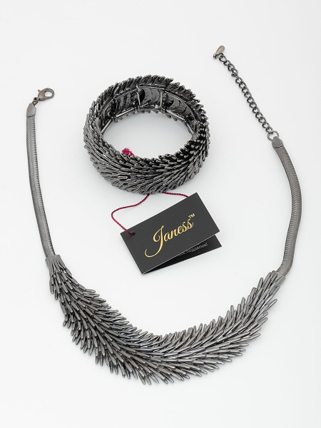 Комплект бижутерии Janess "Ехидна". Колье и браслет. Цвет: черный ...