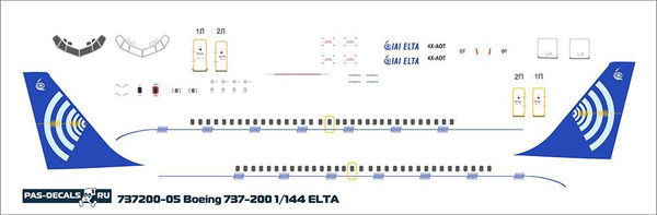 PAS-DECALS Декаль для Boeing 737-200 IAI ELTA, 1/144 купить на OZON по ...