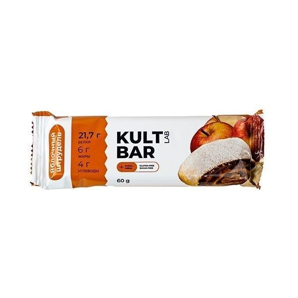 Батончик протеиновый Kultlab Kult Bar, Яблочный штрудель, 20 шт х 60 г ...