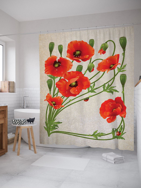 Штора для ванной 200x180 см JoyArty ширма плотные ширина 180 высота 200 для бани санузлов дома ...