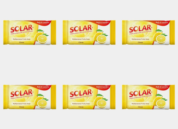Solar Мыло хозяйственное SOLAR CITRON (ЛИМОН), 220 г, 6 штук - купить с ...