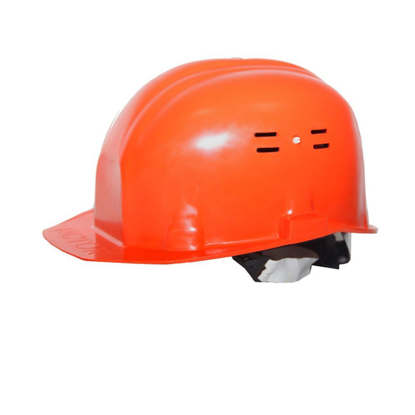 Каска защитная строительная с вентиляцией и козырьком оранжевая ...