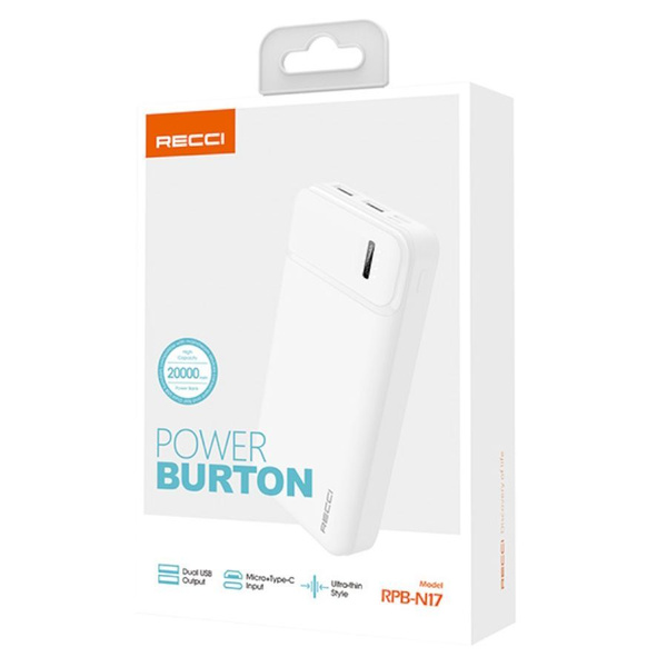 Внешний аккумулятор (Power Bank) RECCI RPB-N15 Power Burton 5000мАч, USB, 2.1A - купить по ...