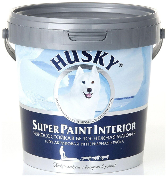Краска интерьерная HUSKY Super Paint Interior матовая белоснежная 0,9 л ...