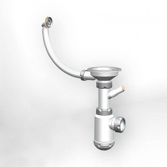 Сифон для раковины GRAND 3 1/2" с круглым переливом и отводом для ...