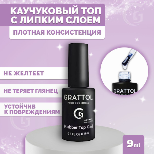 Grattol Каучуковый топ Rubber Top Gel, 9 мл - купить с доставкой по выгодным ценам в интернет ...