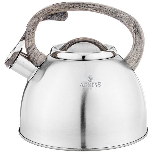 Чайник со свистком 2,5 л Agness Silver нержавейка, для индукционной ...